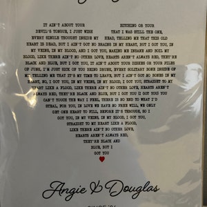 Custom Favourite Song Wall Art Print, Wall Decor, Black and White, Home ...