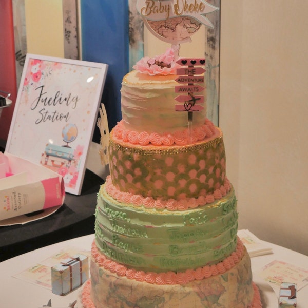 Vintage World Map Edible Cake Wrap or Pinwheel and Congrats Cake ...