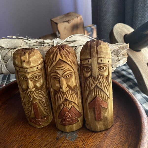 Odin, Thor, Tyr Altar Set: Handmade Linden Wood Norse Gods Statue - Etsy
