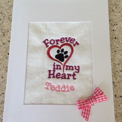 Dog Cat Memory Embroidery Design Forever in My Heart Memorial Pawprint ...