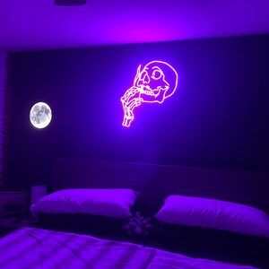 Skull Head Neon Sign Custom Handmade Art Neon Light Skull Fire - Etsy