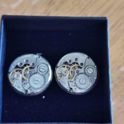 Movable Cufflinks Winding Working Watch Mechanism Cuff Link Steampunk ...