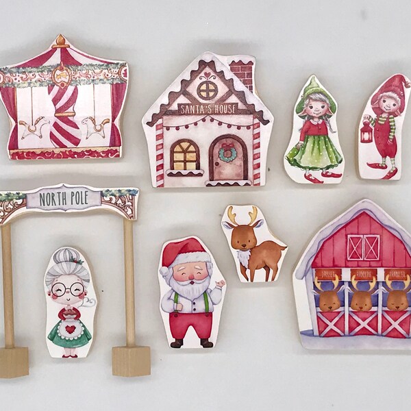 Watercolor Christmas Santa's House Clipart, Santa Claus Clip Art, Mrs ...