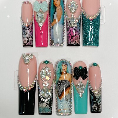 Karol G Nail Decals for Natural Acrylic Press on or Gelx Nails Water ...