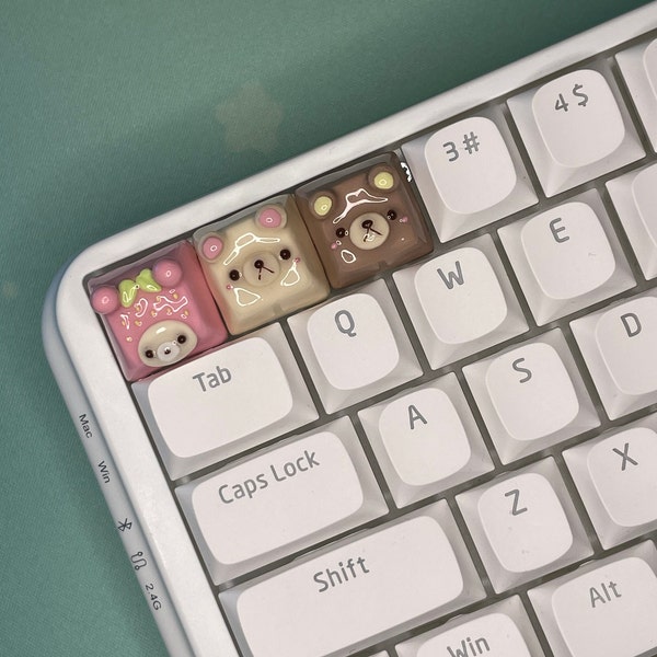Strawberry Bear Keycap | Artisan Keycaps - Etsy