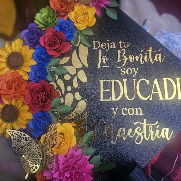 Mexican Talavera Grad Cap Topper, Custom Graduation Topper, Birrete ...