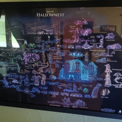 Hollow Knight Map Poster, Game Art Wall Decor, Hollownest World Map ...