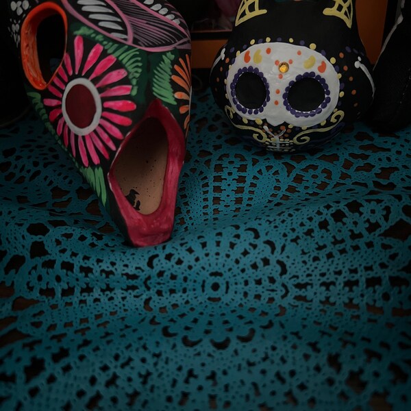 Sugar Skull Owl Day of the Dead Sculpture Figurine Hand Painted 3D ...