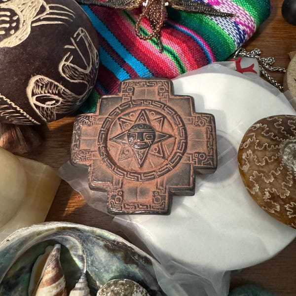 Inti Sun Chakana Handmade Shaman Idol Wall Art, Andean Cross, Peru ...