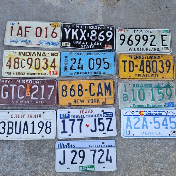 Pack of 10 Rustic/worn License Plates From at Least 7 Different States ...