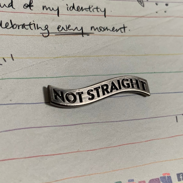 Not Straight Pin — Gay Pride Badge LGBT Rainbow Accessory Lesbian ...