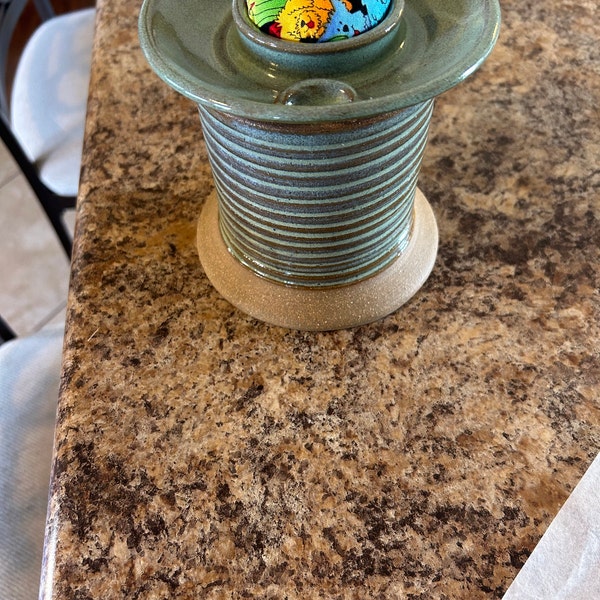 Green Sewing Station Caddy – Ceramic Spool Organizer With Pincushion ...