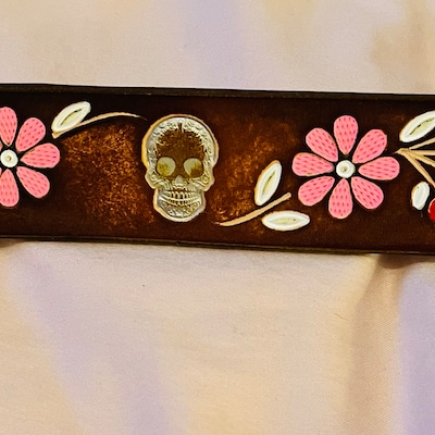 Custom Leather Belt, Tooled Leather Belt, Hand Tooled Floral Pattern ...