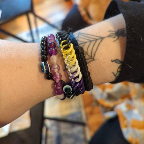 Subtle Agender Pride Bracelet, Agender Pride Flag Bracelet, Agender ...