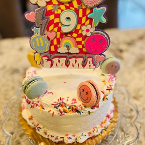 Rainbow Retro Roller Disco Ball Rollerskate Skate Glitter Shaker Cake ...