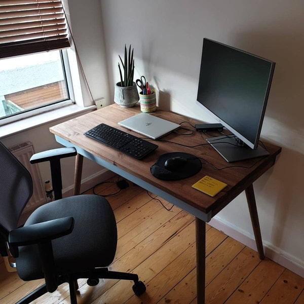 Simple Vintage Desk/computer Desk/ With Drawer Solid Wood Scandi Retro ...