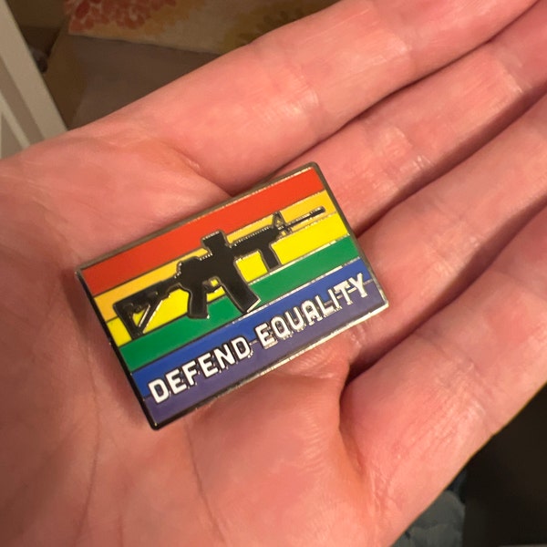 Defend Equality Gay Pride Flag and Rifle Hard Enamel Pin - Etsy