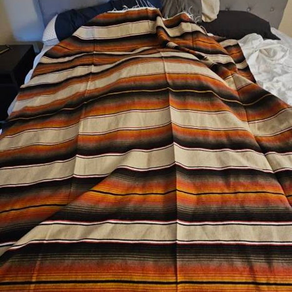 Serape Blanket Desert Chic Brown, Taupe, and Orange Mexican Blanket (82 ...