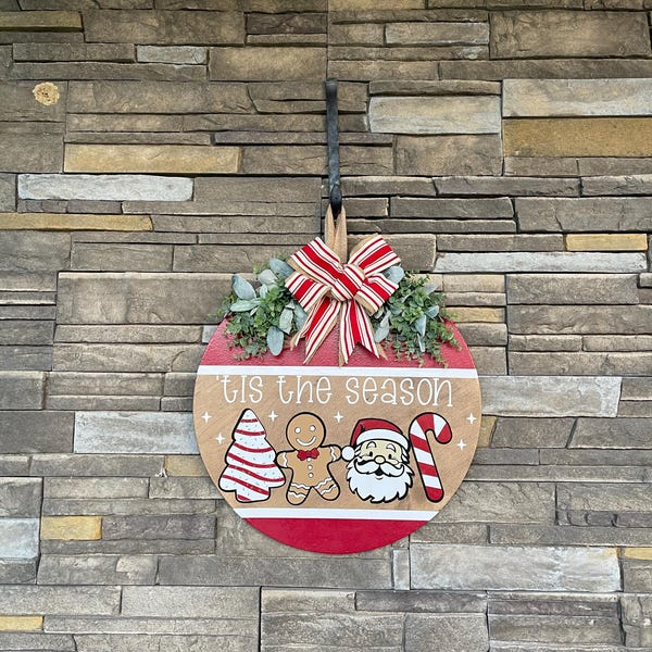 Christmas Front Door Decor | Tis the Season | Christmas Wreath ...