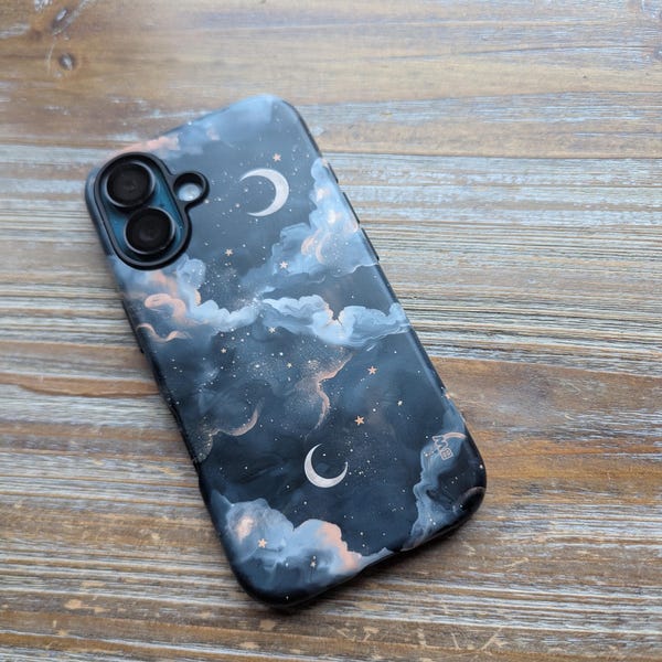 Stars and Moons Astral Surreal Celestial Phone Case for iPhone 17 16 15 ...