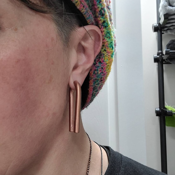 10 Gauge Copper Ear Weights, Dark Ear Weights, Carnelian Ear Hangers ...