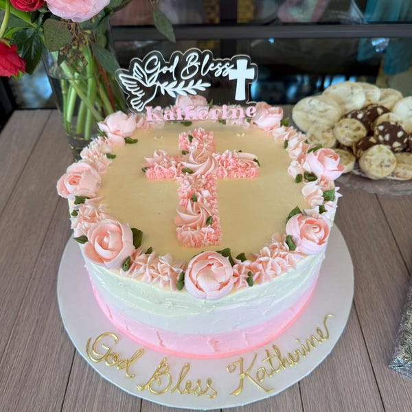 Baptism Cake Topper I God Bless Cake Topper I First Communion Cake ...