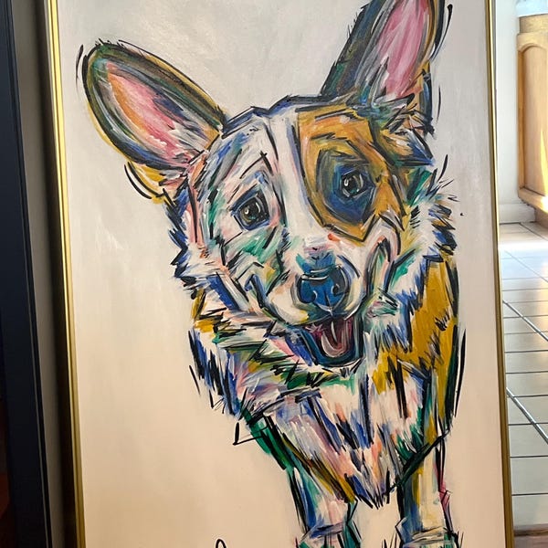 Colorful Pet Art, Custom Dog Paintings, Custom Pet Portrait, Acrylic on ...