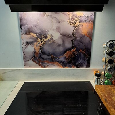 Kitchen Glass Splashback Toughened and Heat Resistant Tile Cooker Panel ...