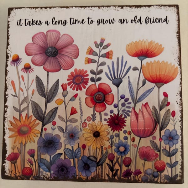 Whimsical Wildflowers Wood Sign: Quirky Colorful Decor (4x4 Mini) - Etsy