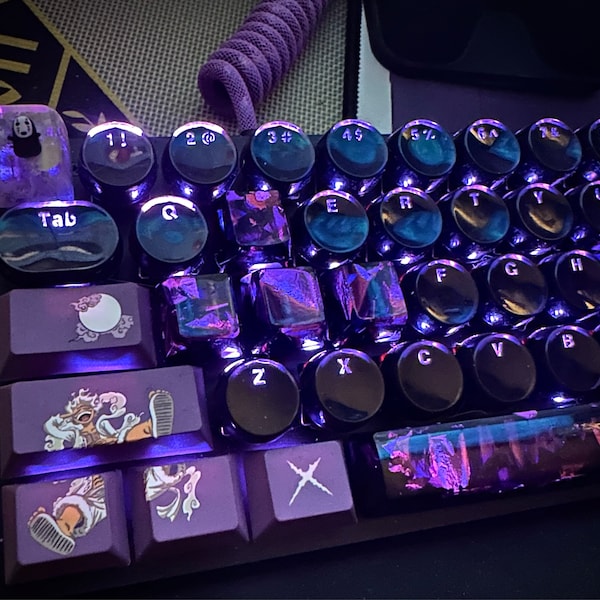 Artisan Keycaps Black & Purple Key Cap Space Bar 6.25u, 1.5u, 1u, 1.75u ...
