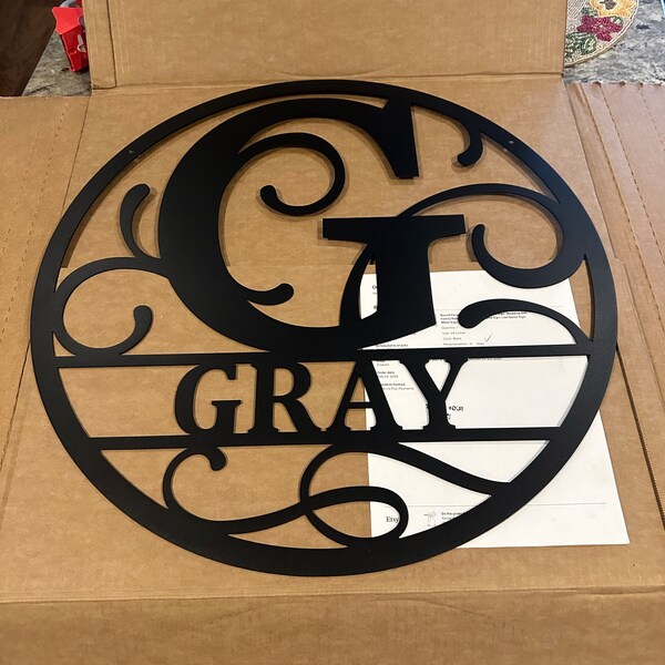 Round Personalized Metal Monogram Sign Stand Up. Mantle. Wedding Gift ...