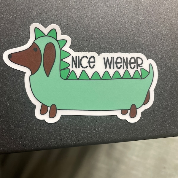 Wiener Dog Dachshund Dinosaur Sticker, Funny Doxie Saur Decal, Punny ...