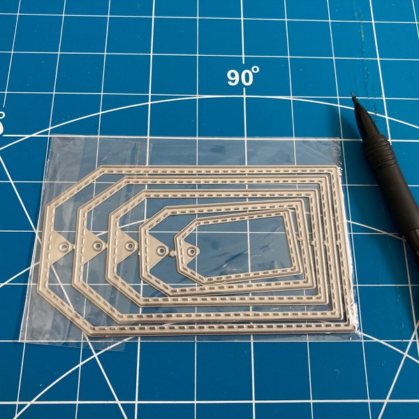 Stitched Tags Metal Cutting Dies - 5 Piece Nesting Metal Craft Dies ...