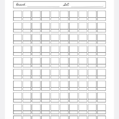 72, 100 and 120 Blank Color Swatch Charts Printable Color Charts for ...