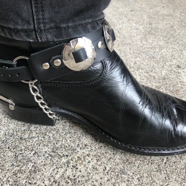 Concho Boot Straps, Cowboy Boots Harness, Leather Bootstraps Conchos ...