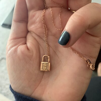 Initial Padlock Necklace Initial Lock Necklace Personalized Lock Necklace Custom Initial ...