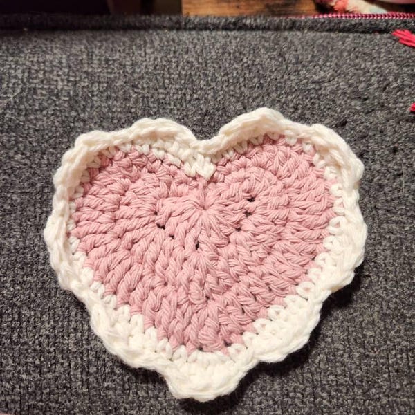 CROCHET PATTERN - Easy Heart Coaster Crochet Pattern Cute Valentine's ...