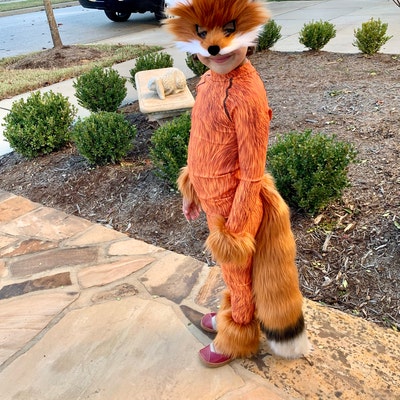 Orange Fox Furry Kids Costume Halloween Animal Print Cosplay Spandex ...