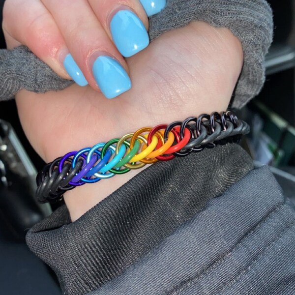 Rainbow Pride Persian Stretch Chainmaille Infinity Bracelet - Etsy