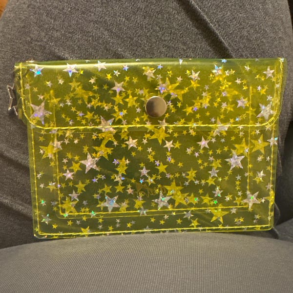 Holographic Stars Slim Wallet: Clear Vinyl Card Holder With Keyring - Etsy