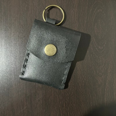 Leather Keychain, Leather Key Holder, Triangle Key Fob, Small Coin ...