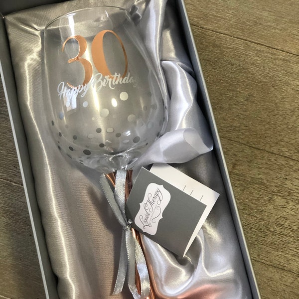 Personalised Rose Gold 30th Number Birthday Wine Glass - Etsy