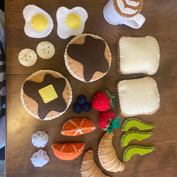 Felt Food Breakfast Set, Felt Play Food, Play Kitchen, Play Bakery ...