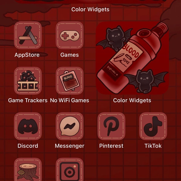 Bat Vampire App Icon Set: Kawaii Phone Theme and Widgets(ios/android ...
