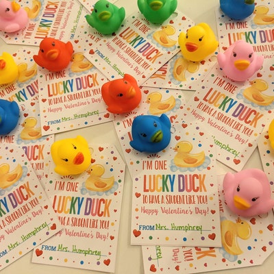 Rubber Duck Valentine's Day Gift Tags Valentine Lucky Duck Tag ...