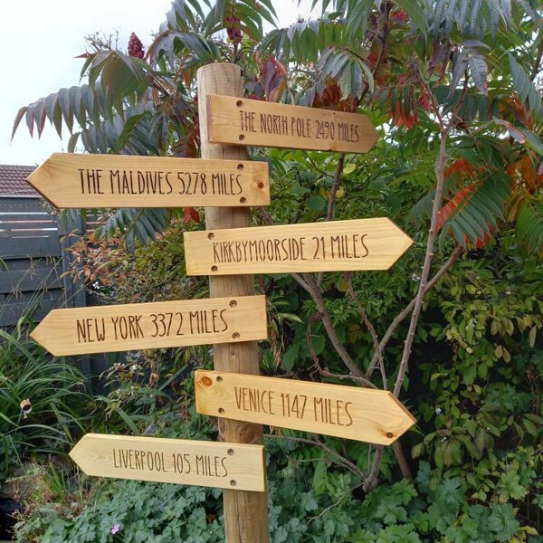 Personalised Garden Signpost Signs - Etsy UK