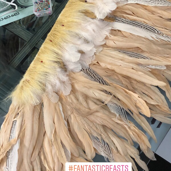 Rooster Tail Feathers, 1 Yard - 10-12" Champagne Bleach and Dyed Coque ...