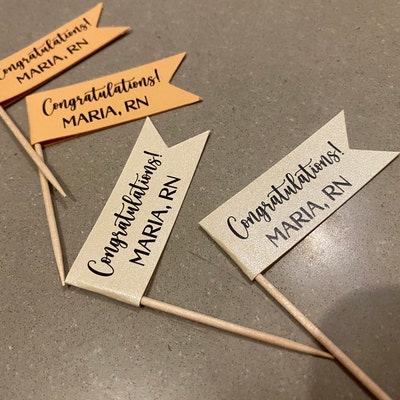 Custom Modern Flags Modern Minimalistic Personalized Cupcake Flags With ...