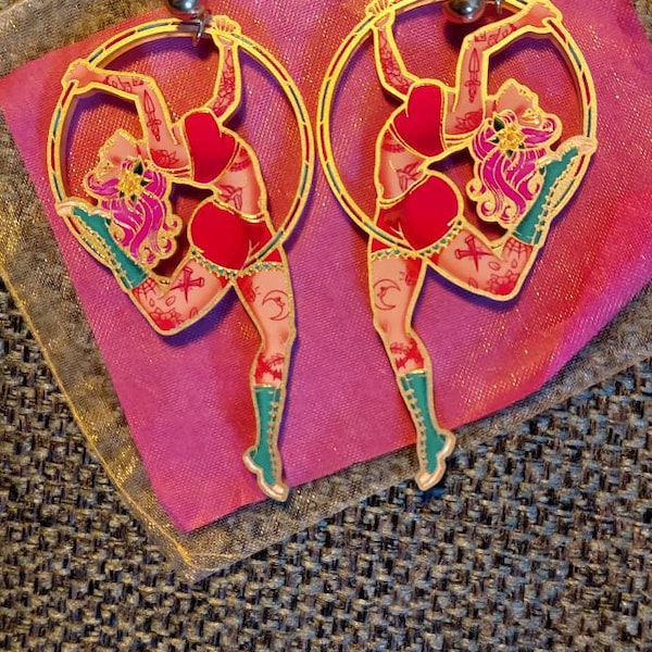 BOOM BOOM BOOM Gold Statement Acrylic Earrings Oldschool Style Tattoo ...
