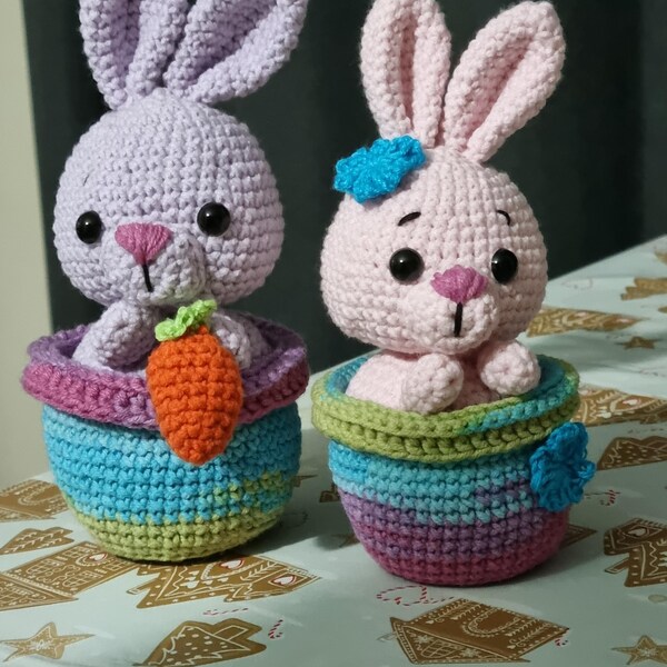 Crochet PATTERN SET Amigurumi Easter Animals in Pots: Bunny, Sheep ...